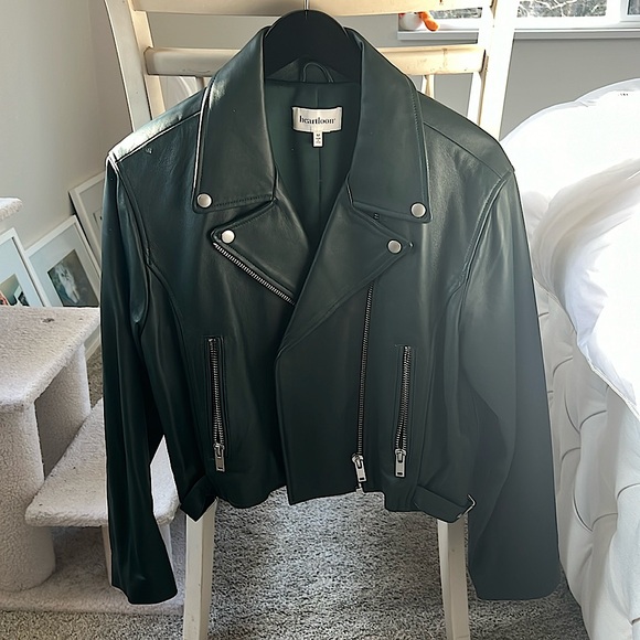 Heartloom | Jackets & Coats | Green Leather Jacket | Poshmark
